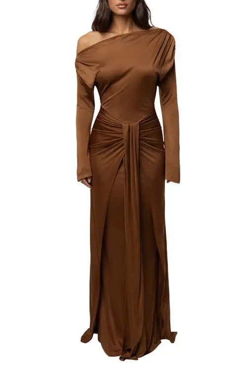 JLUXLABEL Draped Perfection Maxi Dress - Tan