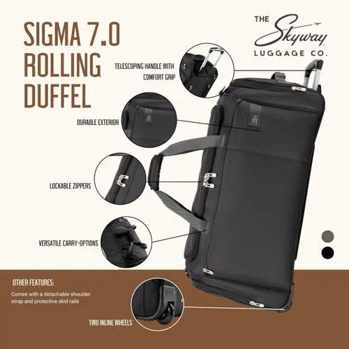 SKYWAY Sigma 7.0 Softside X-large Rolling Duffel Bag - Black