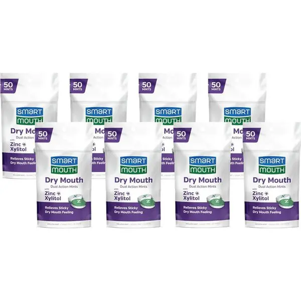 SMARTMOUTH Dual-action Sugar-free Dry Mouth Mints With Zinc And Xylitol 50 Count - Mellow Mint