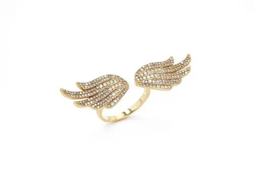 Sheryl Lowe 14k Yellow Diamond Angel Wing Ring