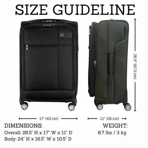 SKYWAY Sigma 7.0 Softside Expandable 24" Medium Checked Spinner Luggage - Black