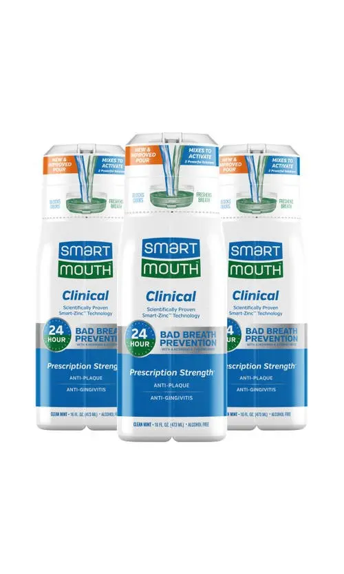 SMARTMOUTH Clinical Activated Zinc Ion Mouthwash 16 Fl Oz 3 Pack Flavor - Clean Mint