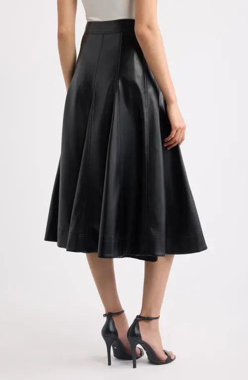 Elie Tahari Mireille Faux Leather Midi Skirt