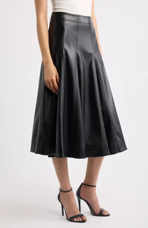 Elie Tahari Mireille Faux Leather Midi Skirt