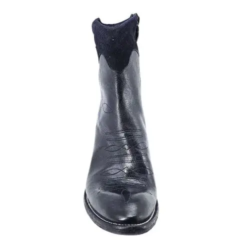 MADISON MAISON Cowboy Round Toe Star Ankle Boot - Navy