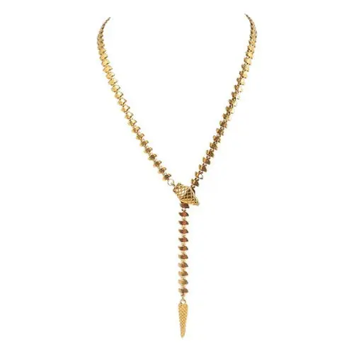 MADISON BEVERLY HILLS Vintage 1970-80s Tone Snake Lariat Necklace - Gold