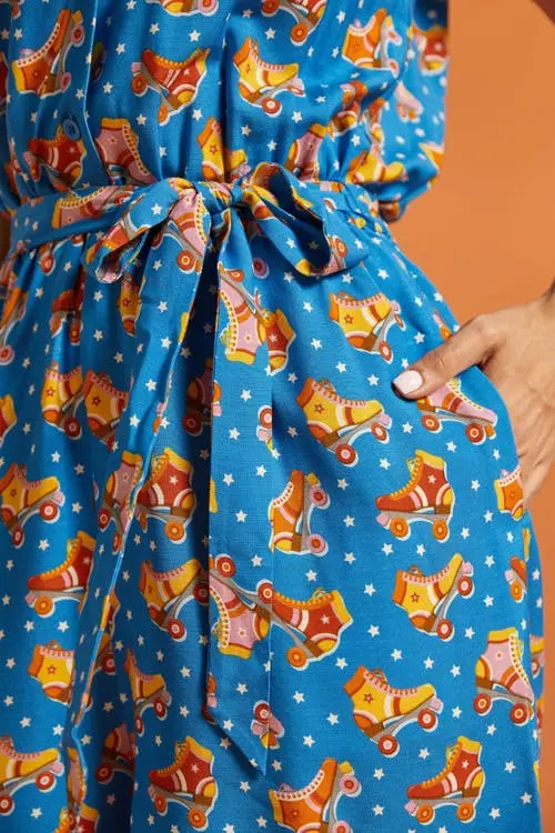 MODCLOTH Roller Skate Print Romper With Belt