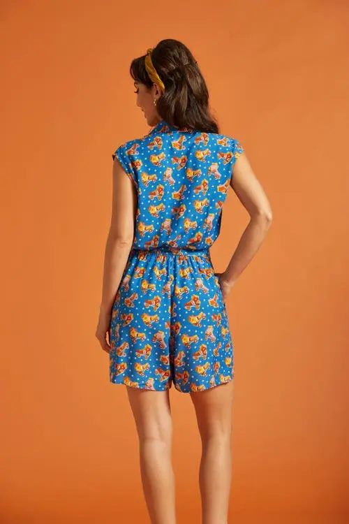 MODCLOTH Roller Skate Print Romper With Belt