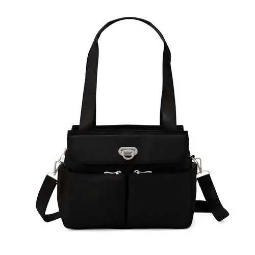 BAGGALLINI Coastal Flip Lock Trio Satchel - Black