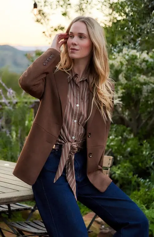 Karen Kane Faux Suede Blazer - Mocha