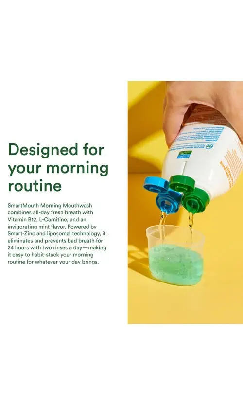 SMARTMOUTH Advanced Liposomal Zinc-activated Morning Mouthwash 16 Fl Oz Each