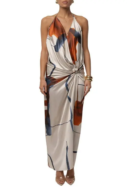 JLUXLABEL Malibu Satin Halterneck Maxi Dress