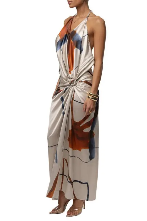 JLUXLABEL Malibu Satin Halterneck Maxi Dress