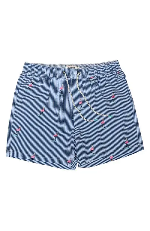 PARTY PANTS Embroidered Stripe Party Starter Swim Trunks