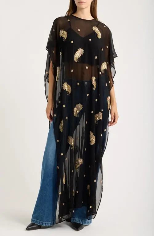 HOLICHIC Rimi Embroidered Georgette Cape Top