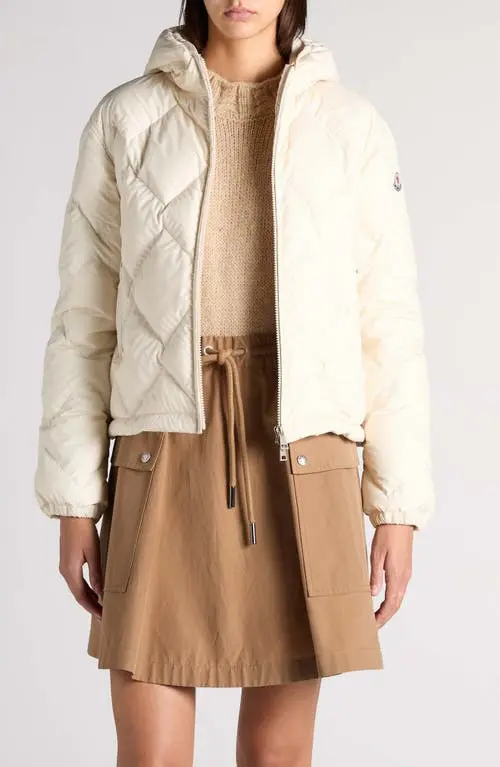 Moncler Arvouinne Quilted Down Jacket With Hood - White