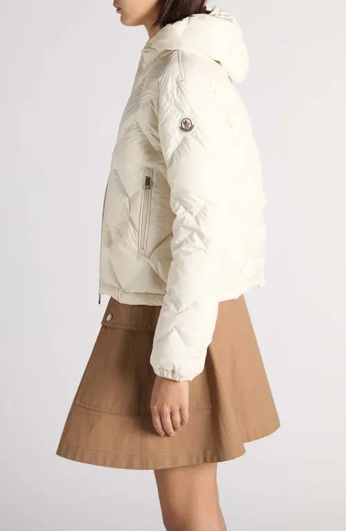 Moncler Arvouinne Quilted Down Jacket With Hood - White