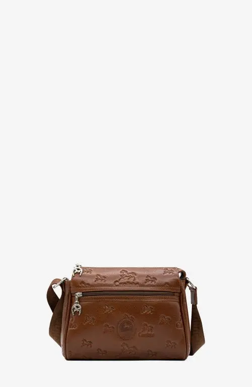 CAVALINHO Embossed Leather Crossbody Bag - Camel Brown