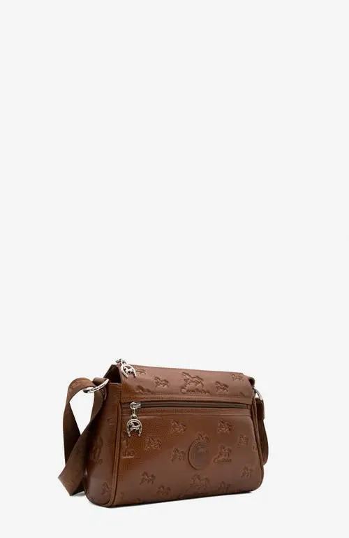 CAVALINHO Embossed Leather Crossbody Bag - Camel Brown