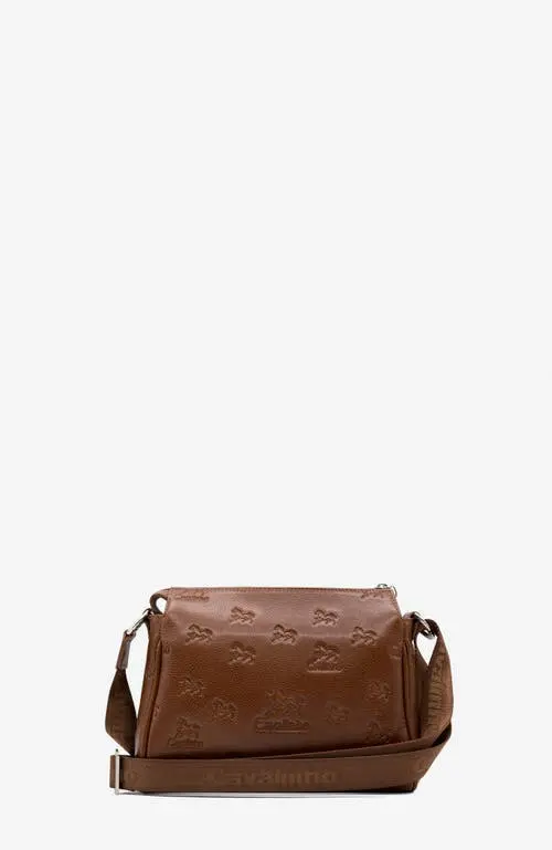 CAVALINHO Embossed Leather Crossbody Bag - Camel Brown
