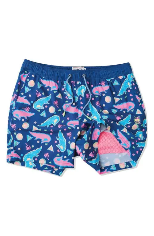 PARTY PANTS Golf Gator Happy Hour 5-inch Swim Trunks - Navy Blue
