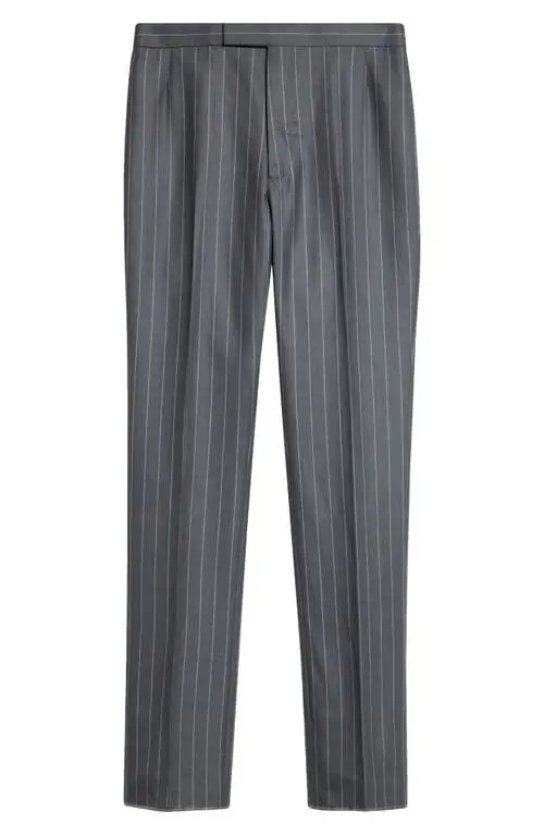 Thom Browne Pinstriped Wool Trousers With Tricolor Grosgrain Loop