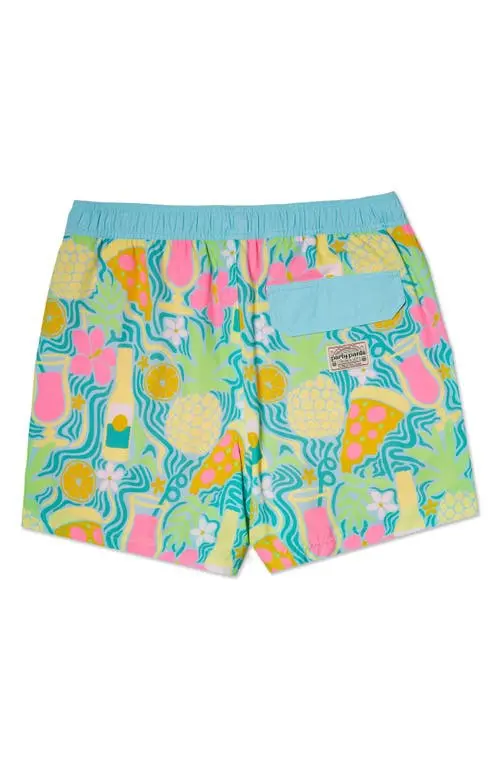 PARTY PANTS 5-inch Inseam Tropical Print Swim Trunks