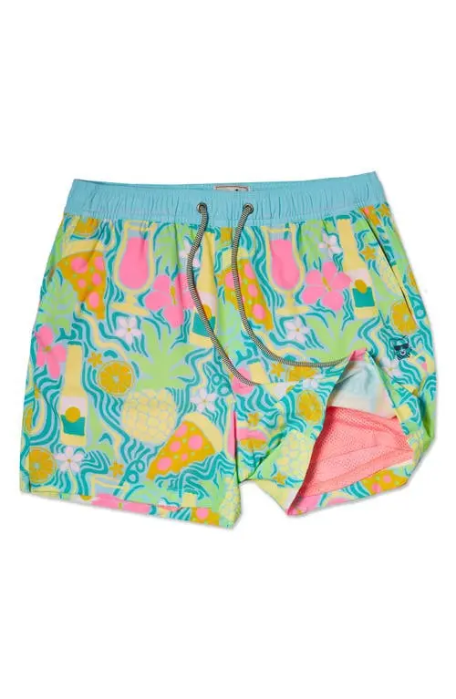PARTY PANTS 5-inch Inseam Tropical Print Swim Trunks