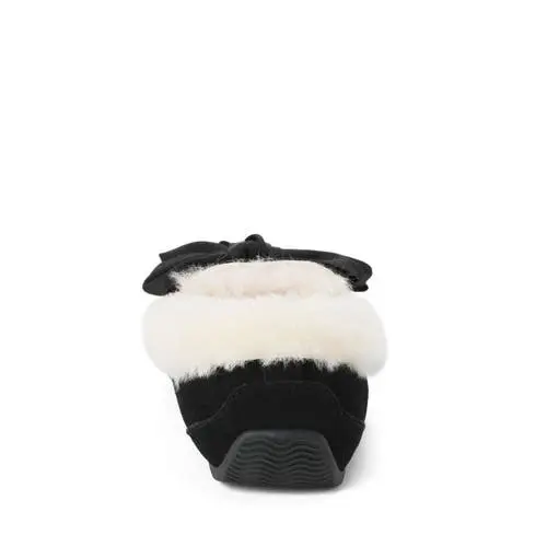 DEARFOAMS Fireside Mel Dream Bow Moccasin Slippers - Black