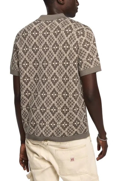 Lucky Brand Geo Jacquard Full Button Cardigan