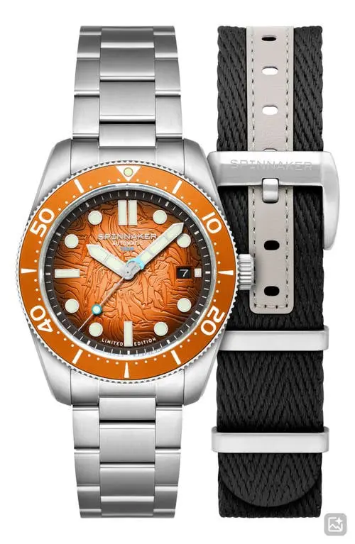 SPINNAKER Croft Midsize Automatic Sunrise Splash Watch Set - Orange