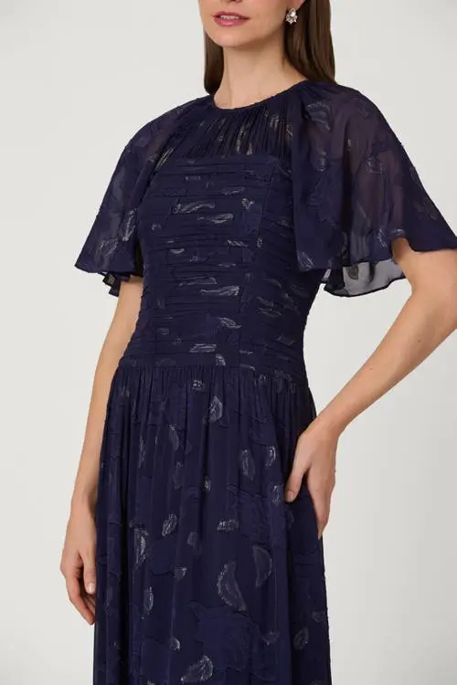 Shoshanna Midnight Lurex Clip Chiffon Serafina Gown