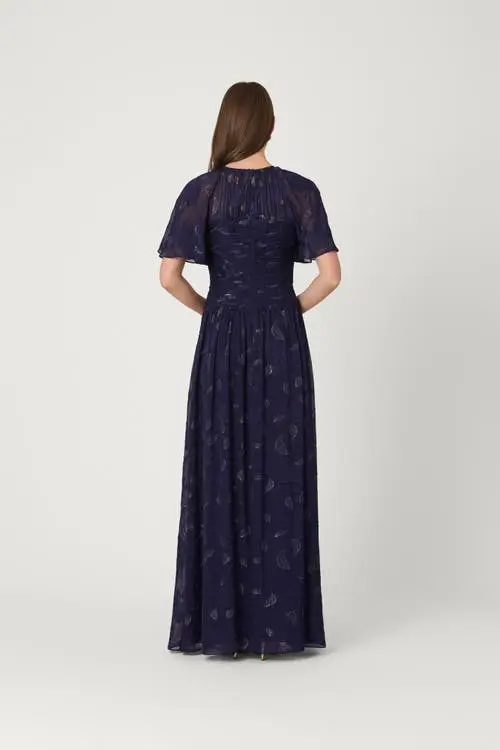 Shoshanna Midnight Lurex Clip Chiffon Serafina Gown