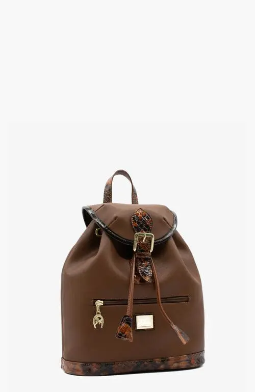 CAVALINHO Leather And Canvas Backpack - Camel Brown