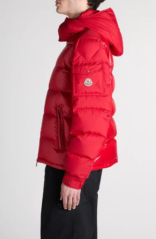 Moncler Maya Lacquered Nylon Down Jacket With Removable Hood - Red