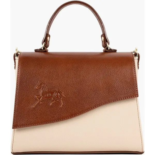 Cavalinho Leather Handbag - Camel Brown/beige