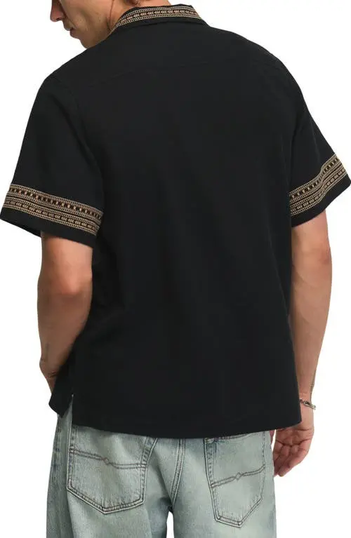 Lucky Brand Embroidered Cotton Camp Shirt