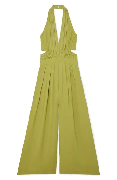 REISS Lainey Wide Leg Halter Jumpsuit