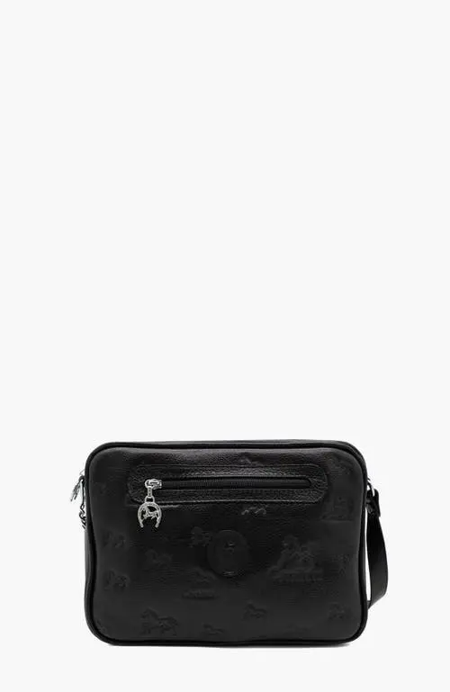 CAVALINHO Cavalo Lusitano 251 Embossed Leather Crossbody Bag - Black