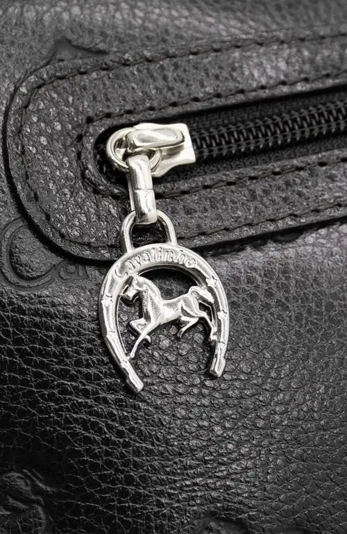 CAVALINHO Cavalo Lusitano 251 Embossed Leather Crossbody Bag - Black