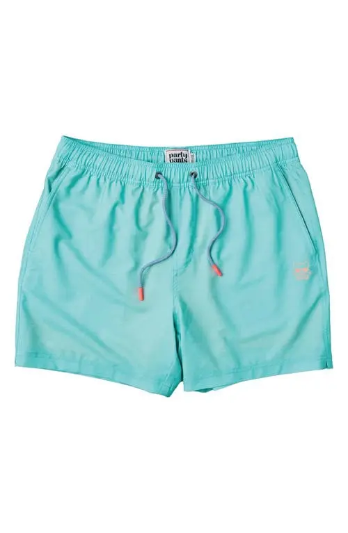 PARTY PANTS Solid Swim Trunks With Drawstring Waist - Mint Green