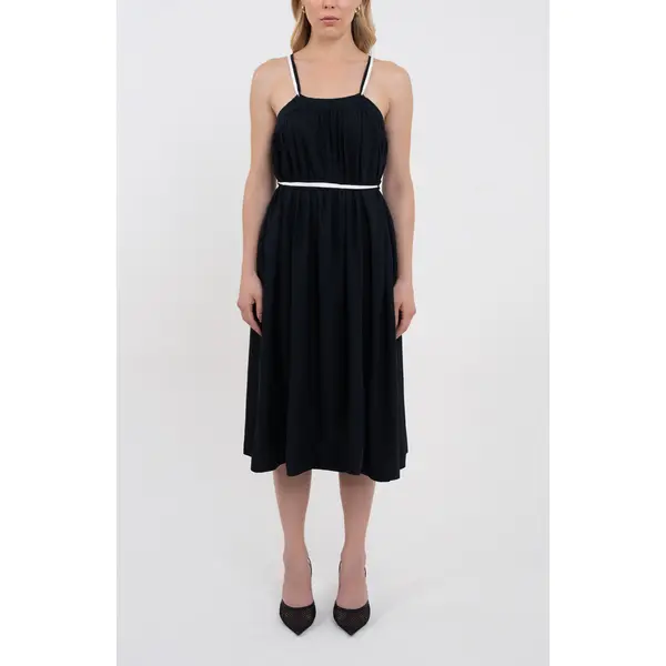 AAM THE LABEL Tie-up Midi Dress - Black