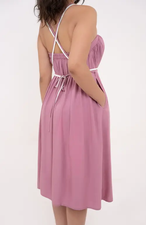 AAM THE LABEL Tie-up Midi Dress - Mauve