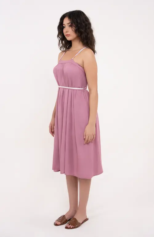 AAM THE LABEL Tie-up Midi Dress - Mauve