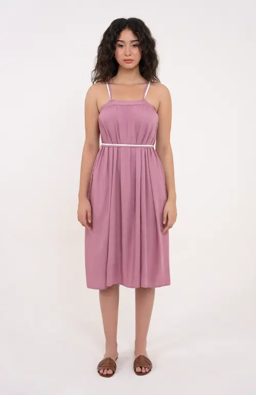AAM THE LABEL Tie-up Midi Dress - Mauve