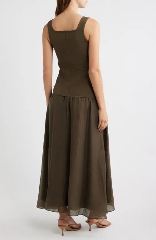 Moon River Square Neck Sleeveless Midi Dress