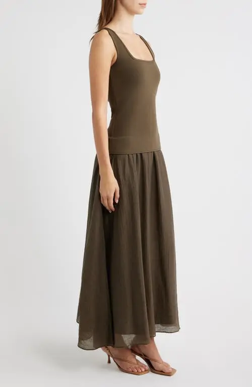 Moon River Square Neck Sleeveless Midi Dress