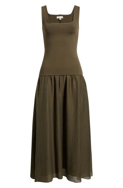 Moon River Square Neck Sleeveless Midi Dress