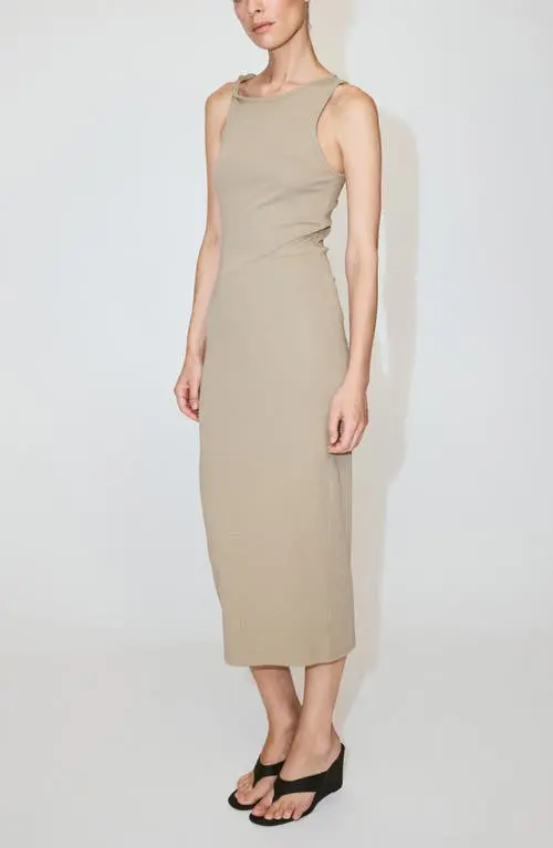 Mango Sleeveless Twist Strap Maxi Dress - Khaki