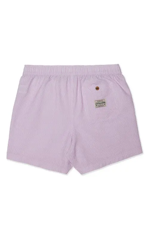 PARTY PANTS Stripe Party Starter 5-inch Swim Trunks - Pink